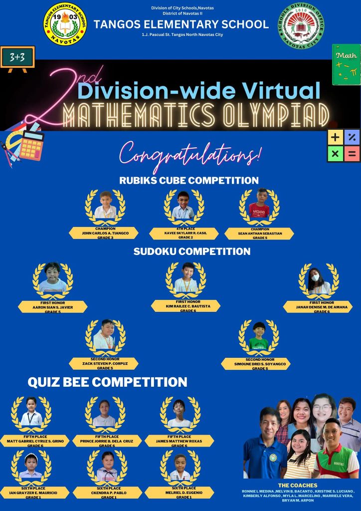 Congratulations to TES Mathematics Olympiad Achievers! | Tangos ES